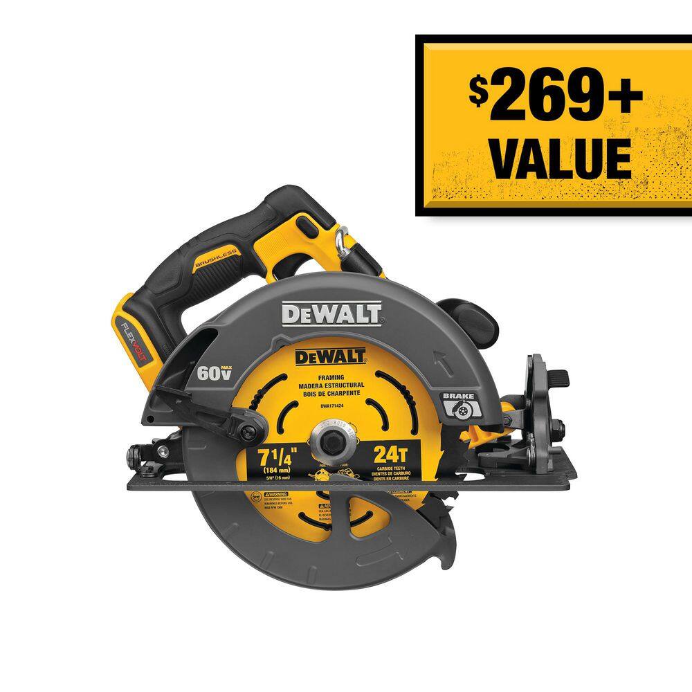 DEWALT FLEXVOLT 60V MAX Cordless Brushless 7-1/4 in. Circular Saw with ...