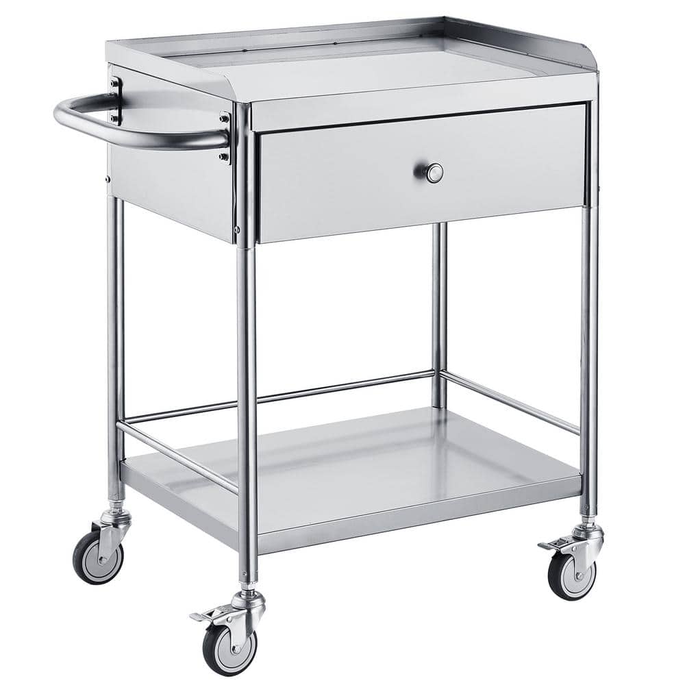 SVOPES 2-Layer Medical Cart Stainless Steel Utility Cart with 220 lbs ...