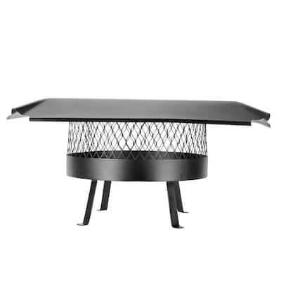 HY-C 12 in. Round Slip-In Welded Leg Single Flue Chimney Cap in Black ...