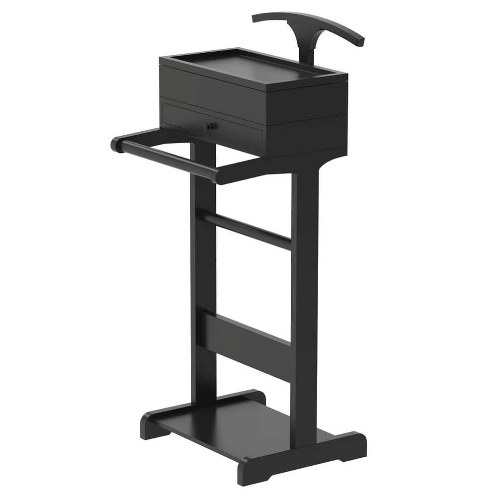 CSC DECOR INC Black Wood Clothes Rack 18.9 in. W x 43.3 in. H, Garment Rack with Shelves for ...