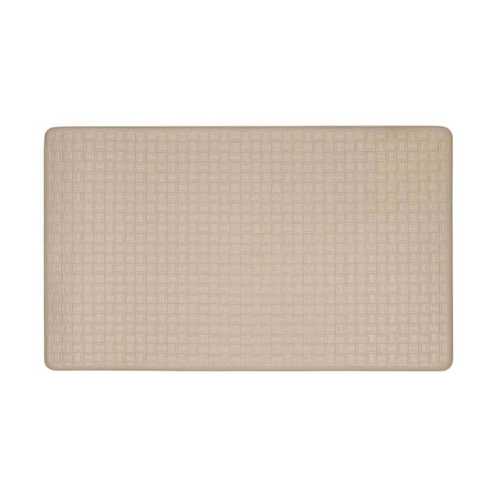 ACHIIM Woven Embossed Faux Leather Tan 18 in. x 30 in. Anti-Fatigue Mat ...