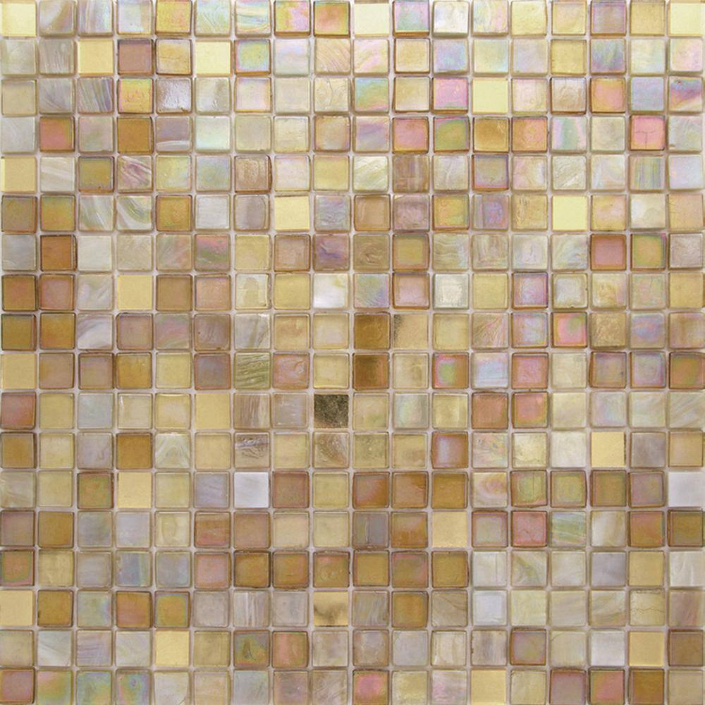 Apollo Tile Mingles 4" x 6" Glossy White and Gold Glass Mosaic Uniform ...