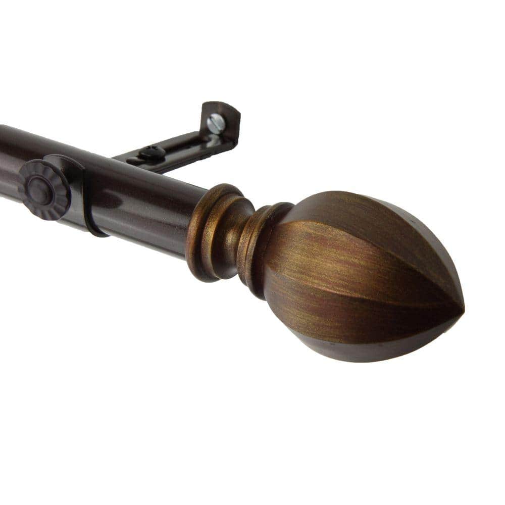Rod Desyne 48 in. - 84 in. Telescoping Single Curtain Rod Kit in Cocoa ...