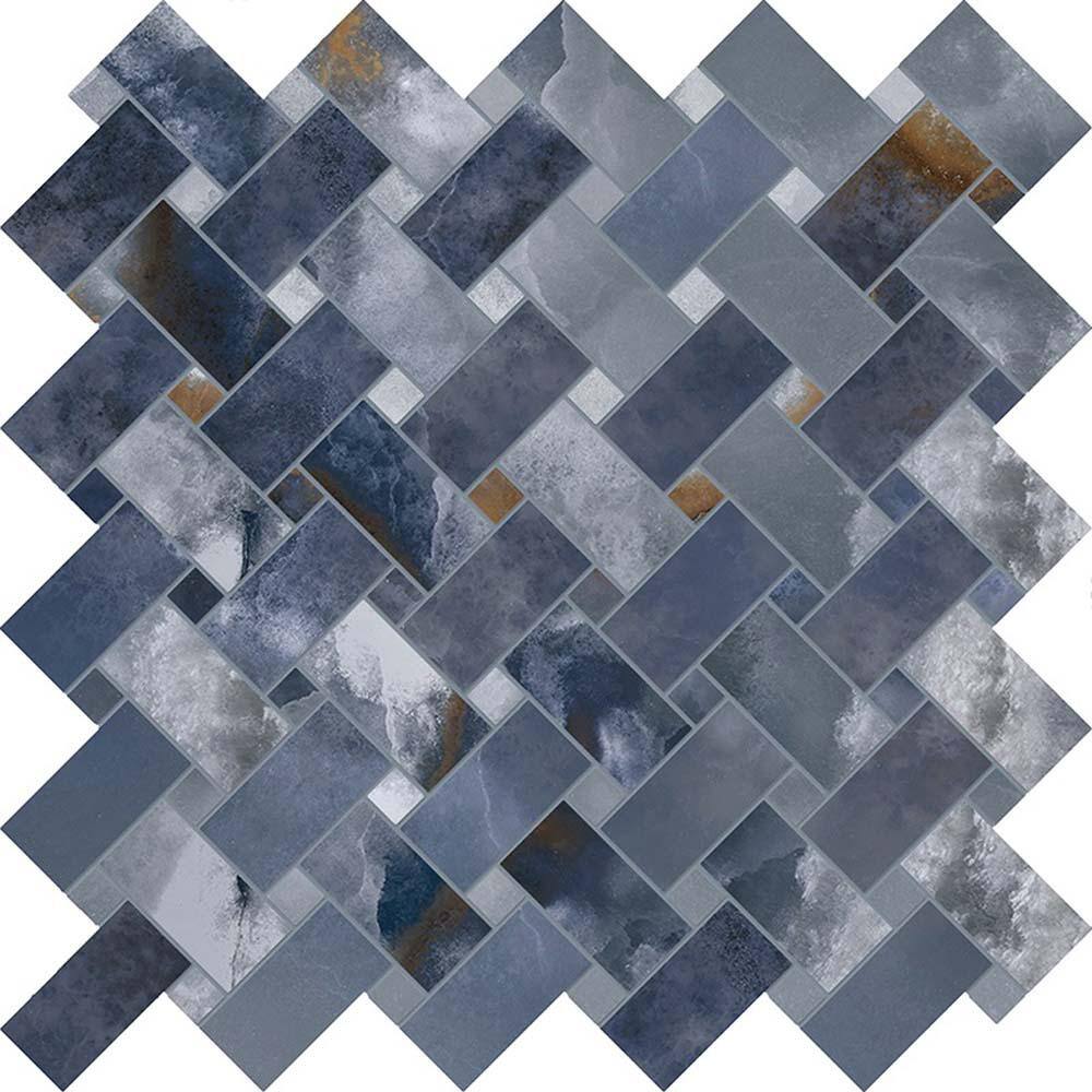 Apollo Tile Splendor 4 in. x 0.37 in. Matte Blue Porcelain Mosaic Wall ...