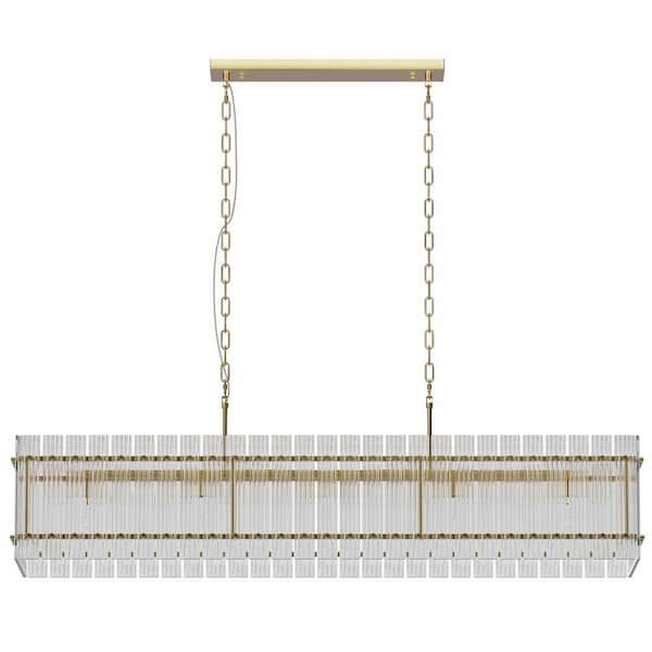 INFINITEINSPIRE HOME LLC 10-Lights Glod Modern Rectangular Crystal ...