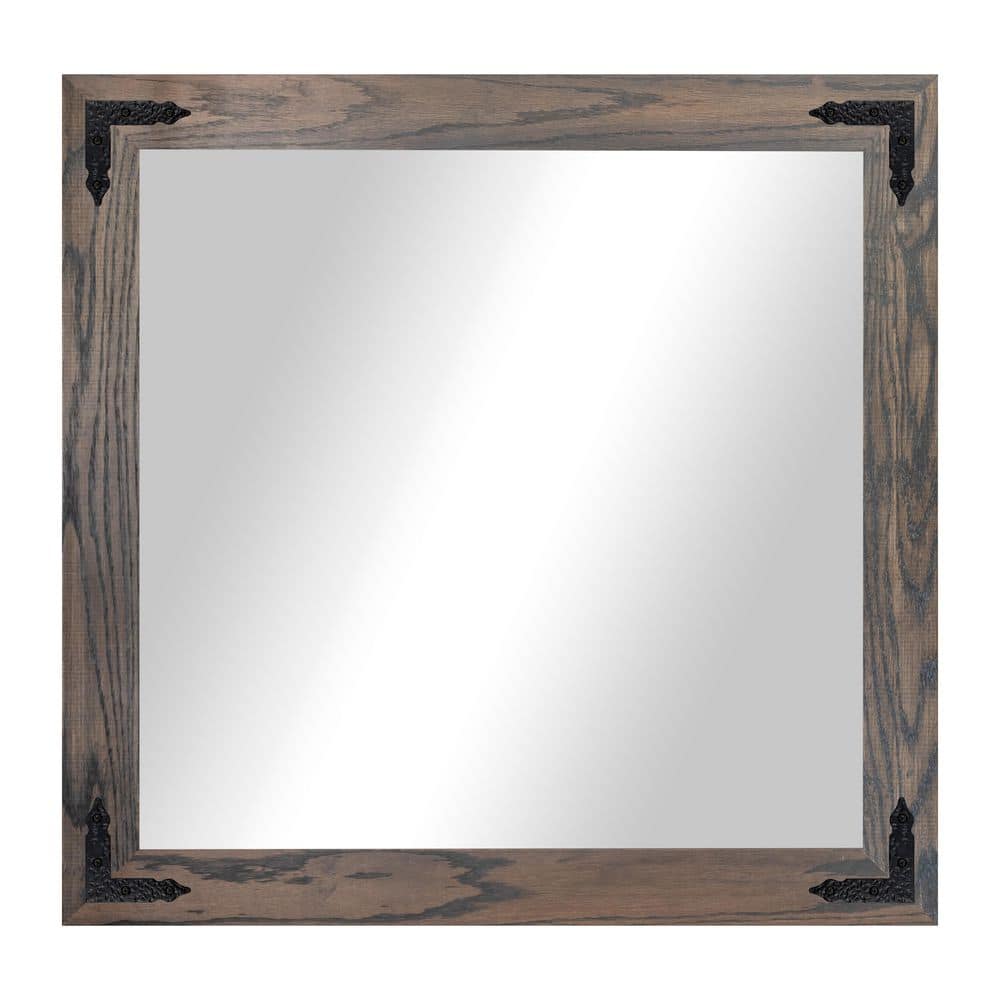 Rayne Mirrors (33 in. W x 28 in. H) Carbon Grey Hardwood Rectangle ...