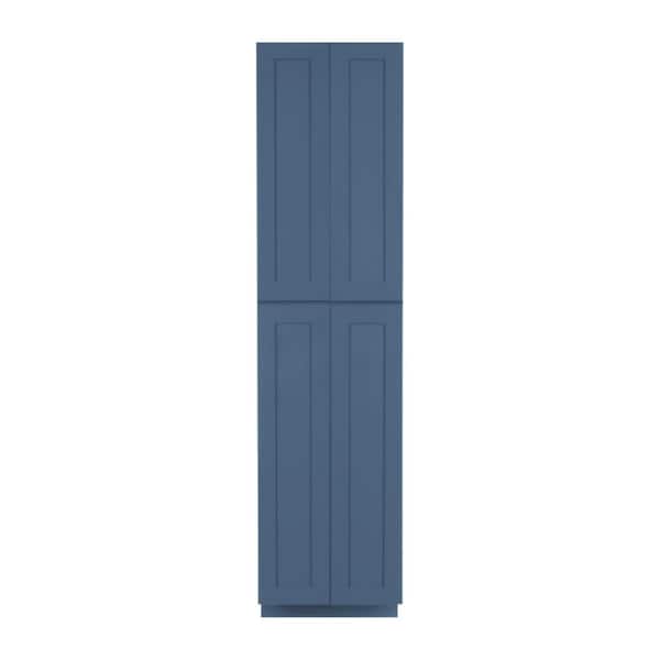LIFEART CABINETRY Lancaster Blue Plywood Shaker Stock Assembled Tall ...