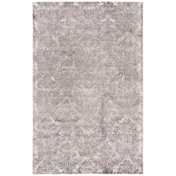SAFAVIEH Mirage 5 ft. x 8 ft. Silver/Ivory Distressed Ornate Area Rug ...