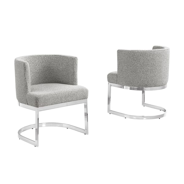 Best Quality Furniture Hart Rich Grey Boucle Fabric Side Chair Set of 1 ...