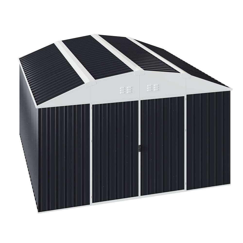 VIWAT 10 ft. W x 10 ft. D Metal Outdoor Storage Shed, Effortless ...