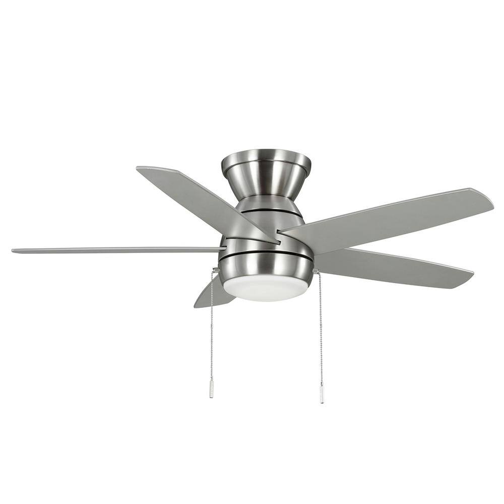 Hampton Bay Riplee 44 in. Indoor Brushed Nickel Hugger Ceiling Fan with ...