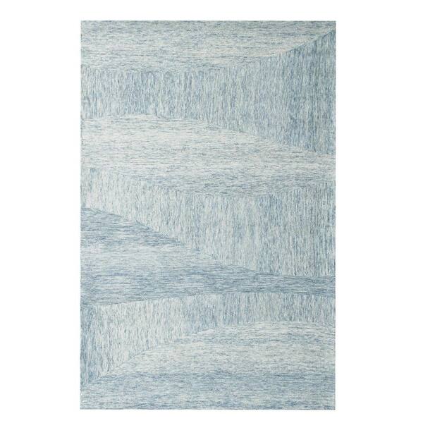 LR Home Era Blue 9 ft. x 12 ft. Contemporary Hand-Tufted Abstract 100% ...