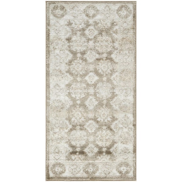 Nourison Dekor Ivory Taupe 2 ft. x 4 ft. Medallion Traditional Area Rug ...