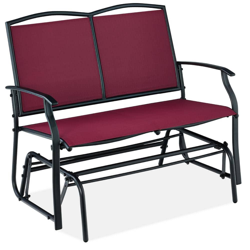 Best Choice Products Burgundy/Black 2-Person Metal Outdoor Glider ...