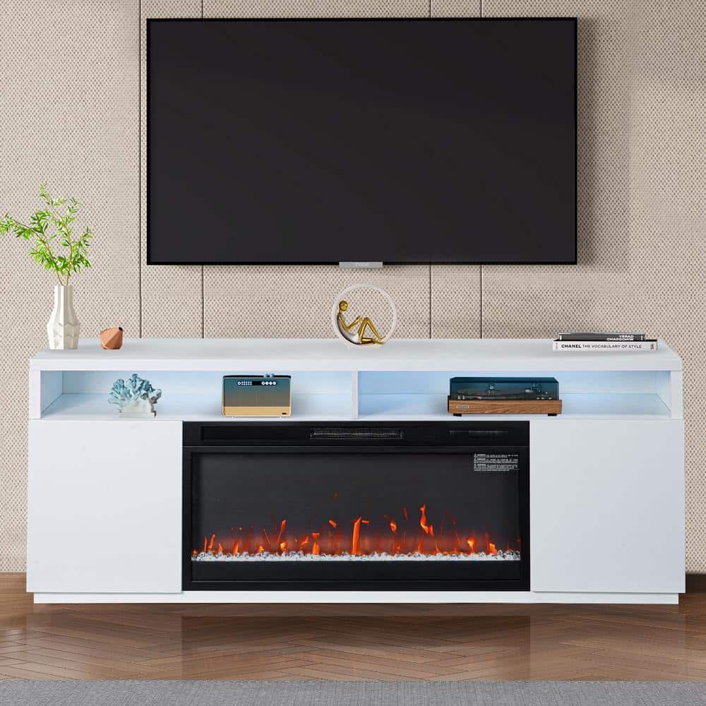 IHOMEadore 68 in. Freestanding Fireplace TV Stand for TVs Up to 75 in ...