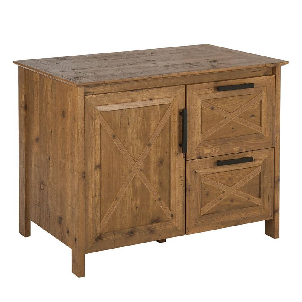 SAINT BIRCH Houston Rustic Brown Lateral File Cabinet with 1-Door and 2 ...