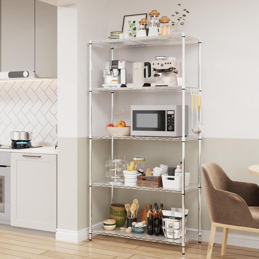 Tahanbath 5 Tier Shelf Wire Shelving Unit-5T-1636-C-LKJ, 72H in Chrome ...