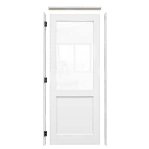 ARK DESIGN 24 in. x 80 in. Left-Hand 1/2-Lite Clear Glass White Solid ...