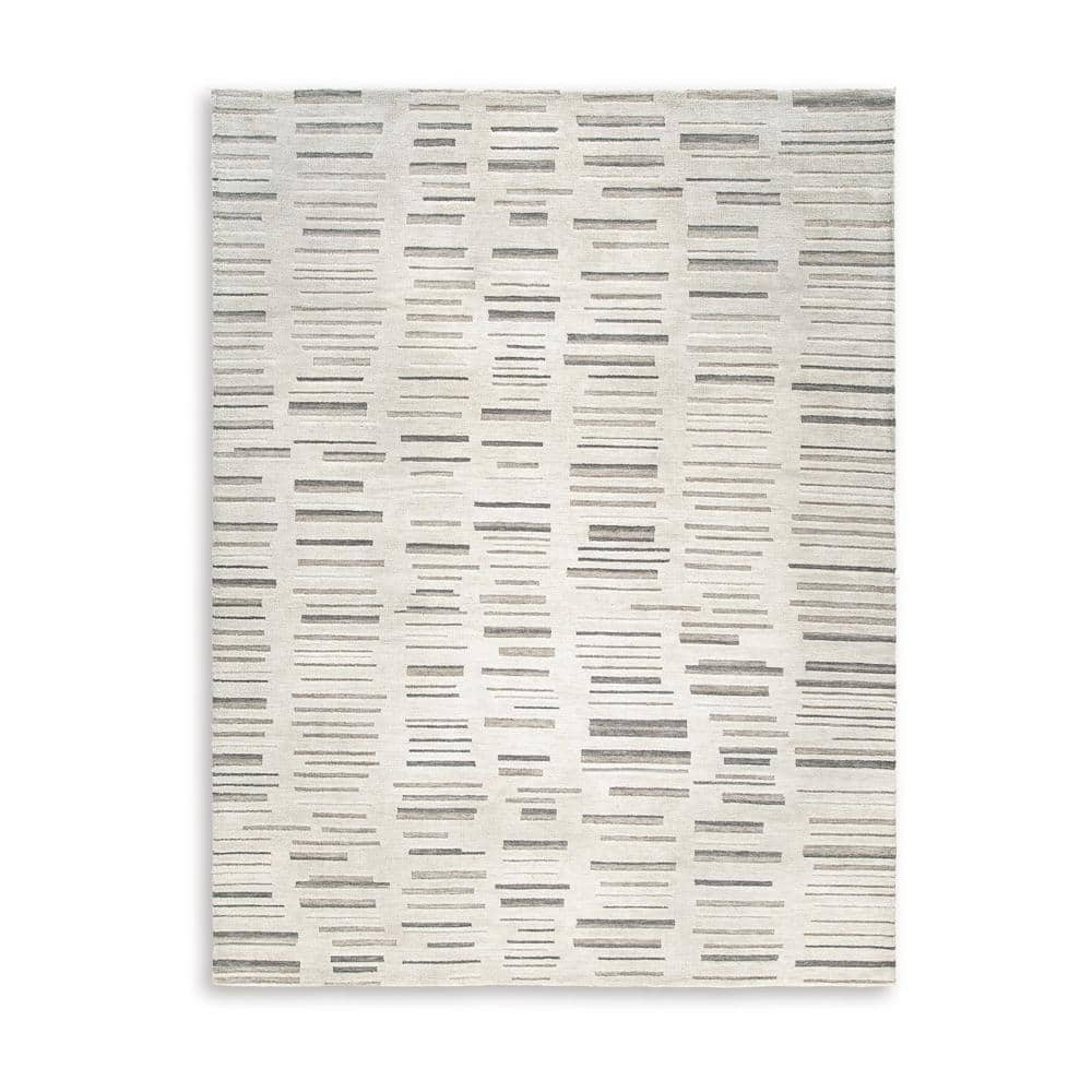 Benjara Meaw Ivory, Brown and Black 8 ft. x 10 ft. Geometric Area Rug ...