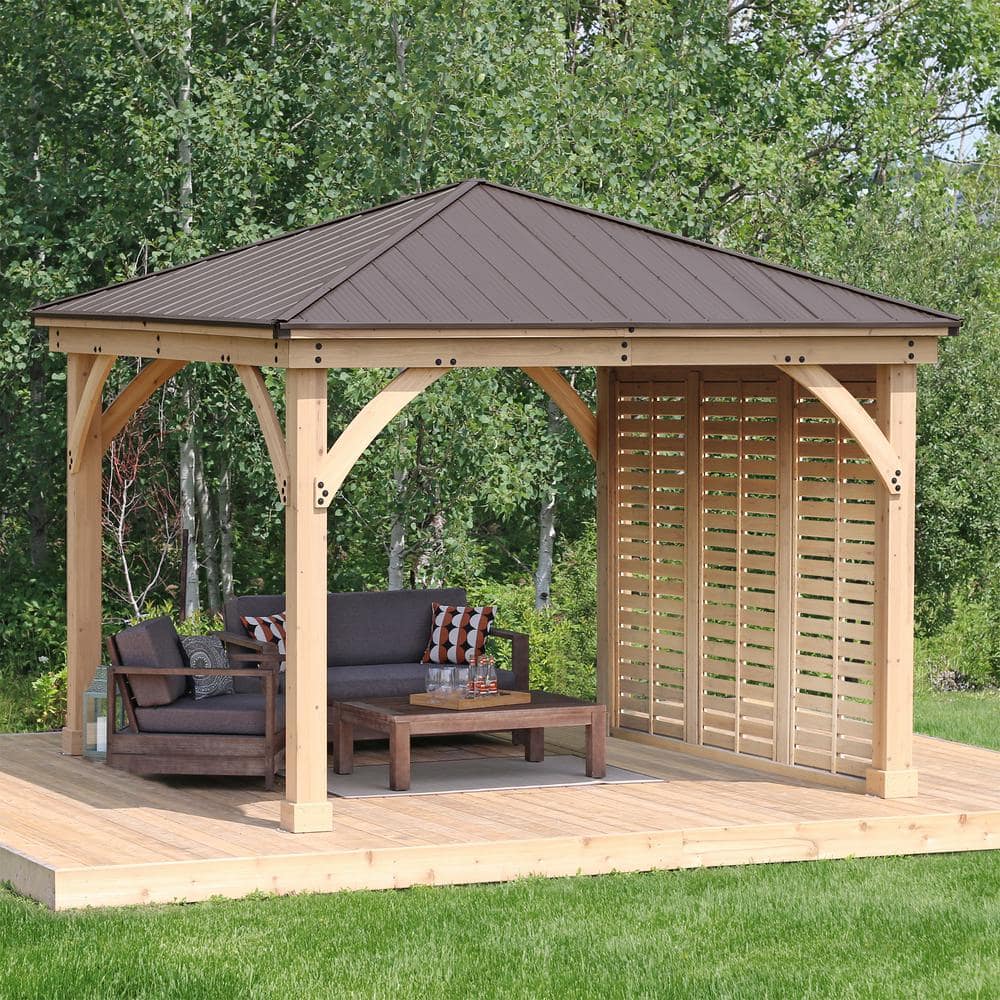 Yardistry DIY Meridian 12 ft. x 12 ft. Cedar Wood Outdoor Patio Gazebo ...