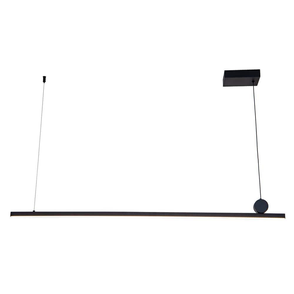 JC TOPA 24-Watt 1-Light Black Statement Modern Linear Minimalist ...