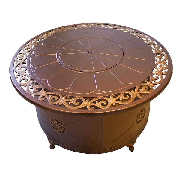 Hiland 22 in. Cast Aluminum Round Slatted Fire Pit F-1350-FPT - The ...