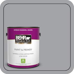 BEHR PREMIUM PLUS 8 oz. #N530-4 Power Gray Semi-Gloss Interior/Exterior ...