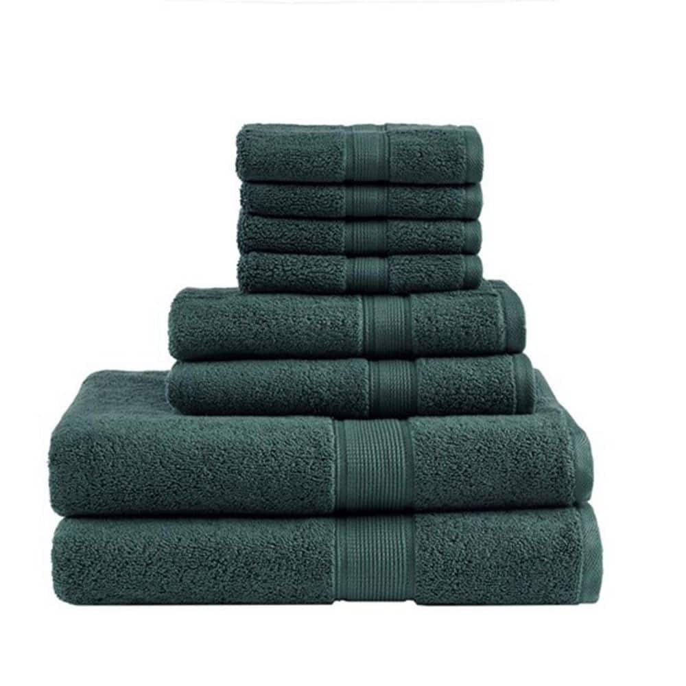 MADISON PARK Signature 800GSM 8-Piece Dark Green Ultra-Soft 100% Cotton ...
