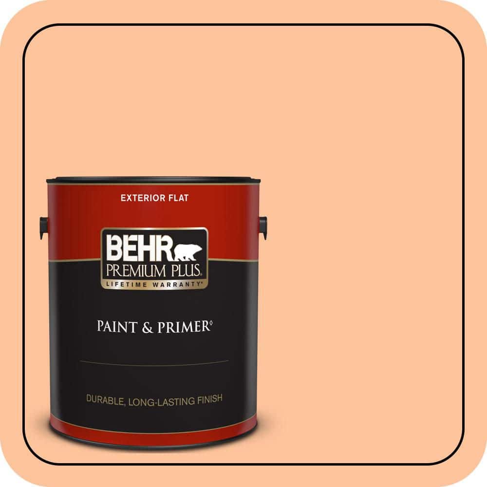 BEHR PREMIUM PLUS 1 gal. #260B-4 Orange Sherbet Flat Exterior Paint ...