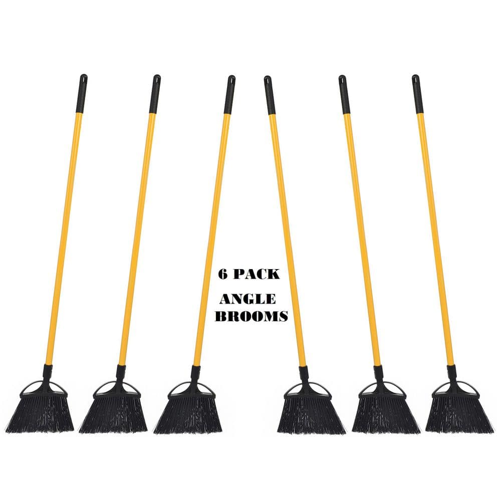Alpine Industries 10 in. Black Outdoor Fiberglass Rough Surface Angle Broom (6-Pack) 464-3-6 ...