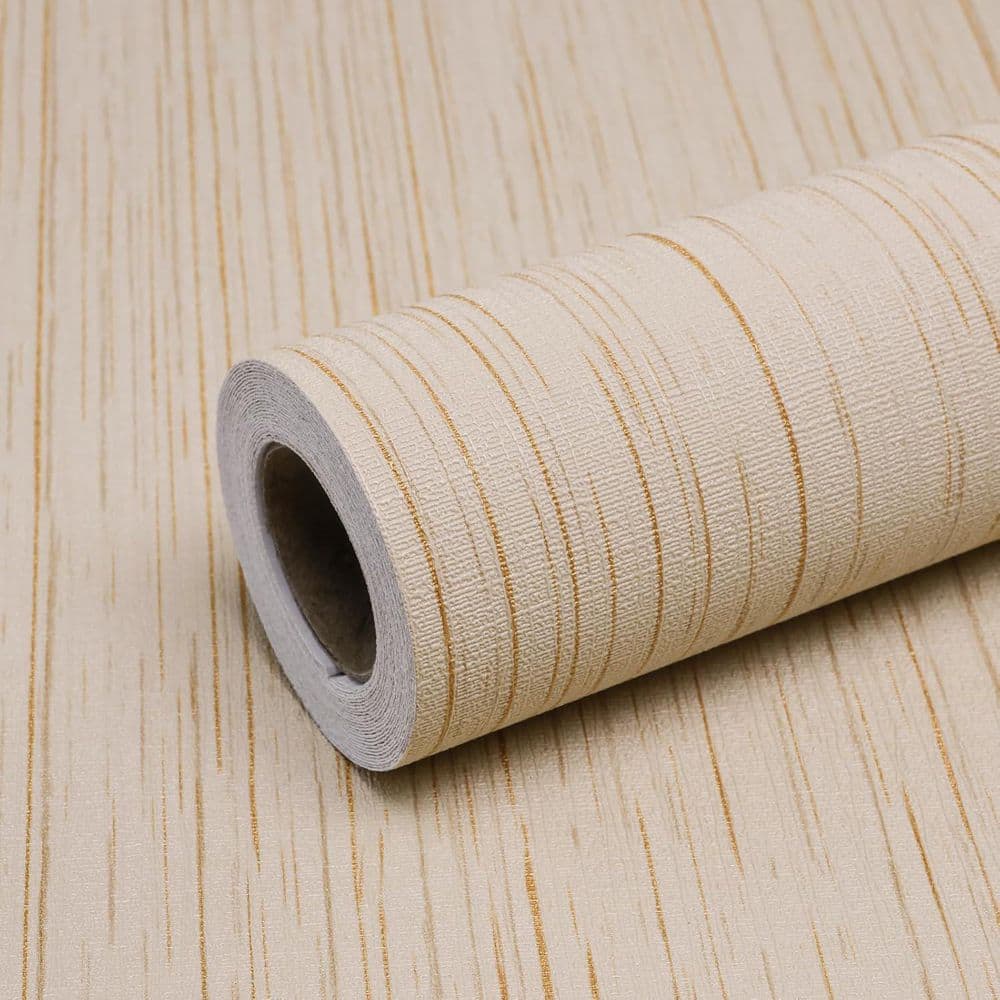 Beige Grasscloth Waterproof Contact Paper Peel and Stick Wallpaper Roll ...
