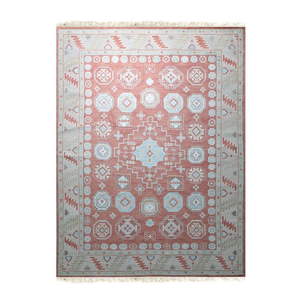 EORC Rust 9 ft. x 12 ft. Hand-Knotted Wool Classic Timeless Rug Area ...