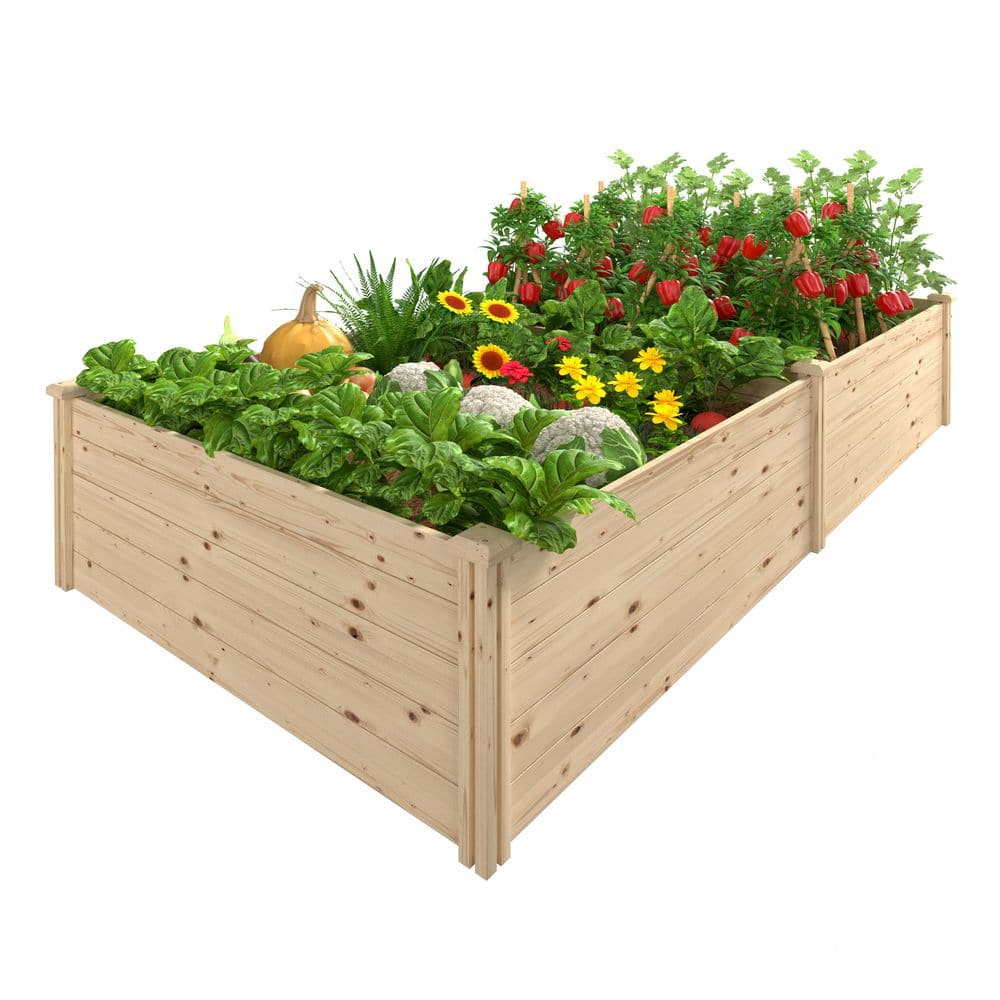 Reviews for VEIKOUS Yellow Cedar Wood Raised Planter Box Natural Raised ...
