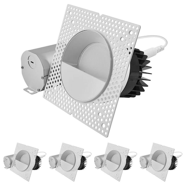 LUXRITE 4 In. Integrated LED Trimless Recessed Light with White Wall ...