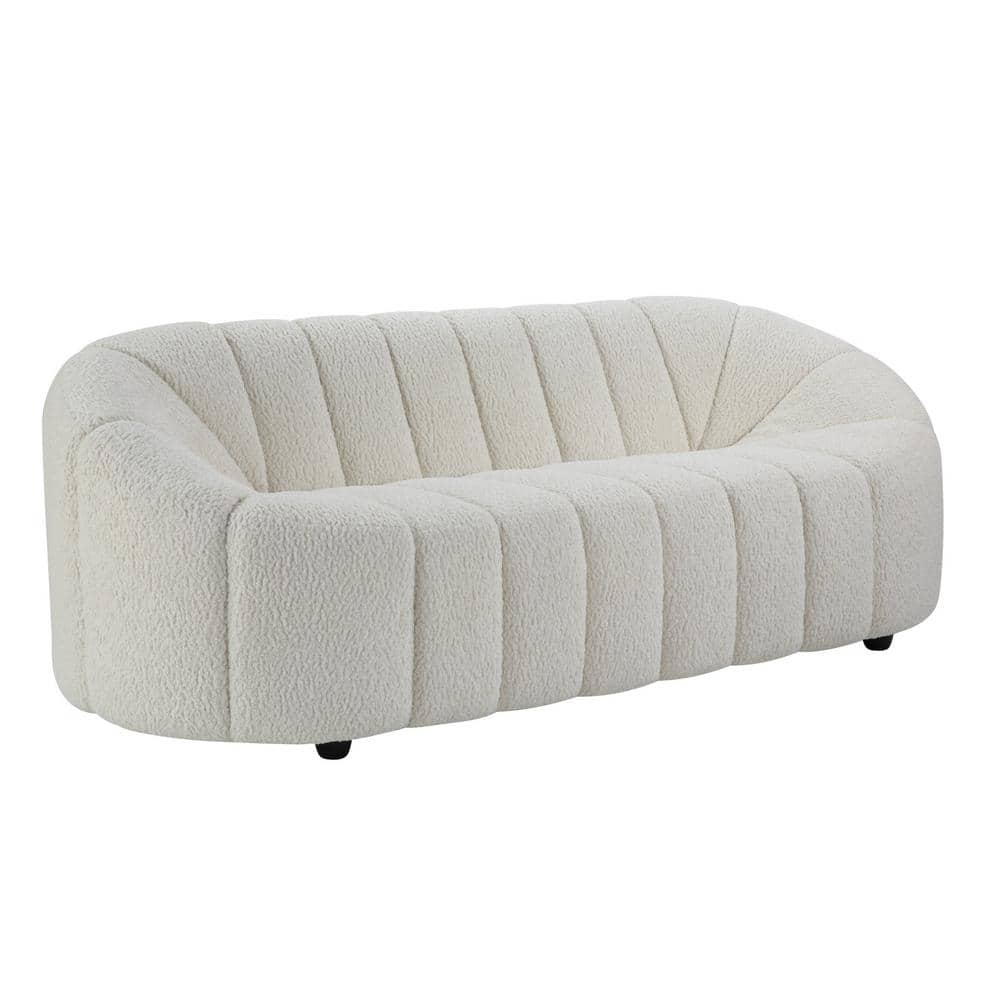 HomeRoots Amelia 79-in Armless Polyester Rectangle Sofa in. White ...