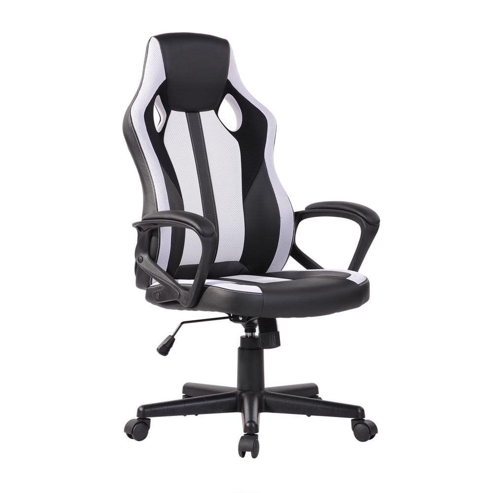 Homy Casa Adjustable Swivel Racer Chair with Nylon Casters White JAXSON ...