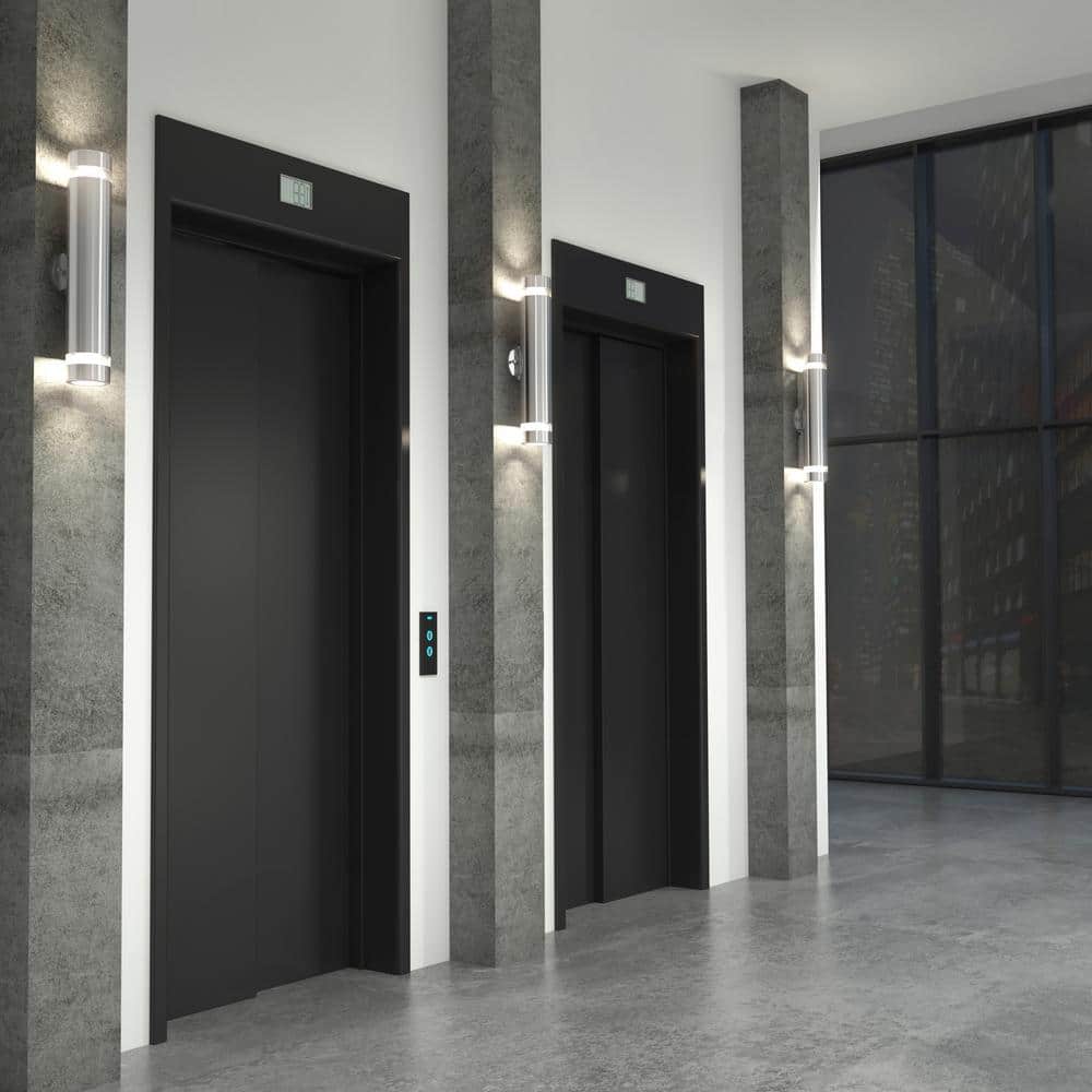 Artika C7 Chrome Modern Large Integrated LED Outdoor Hardwired Garage ...