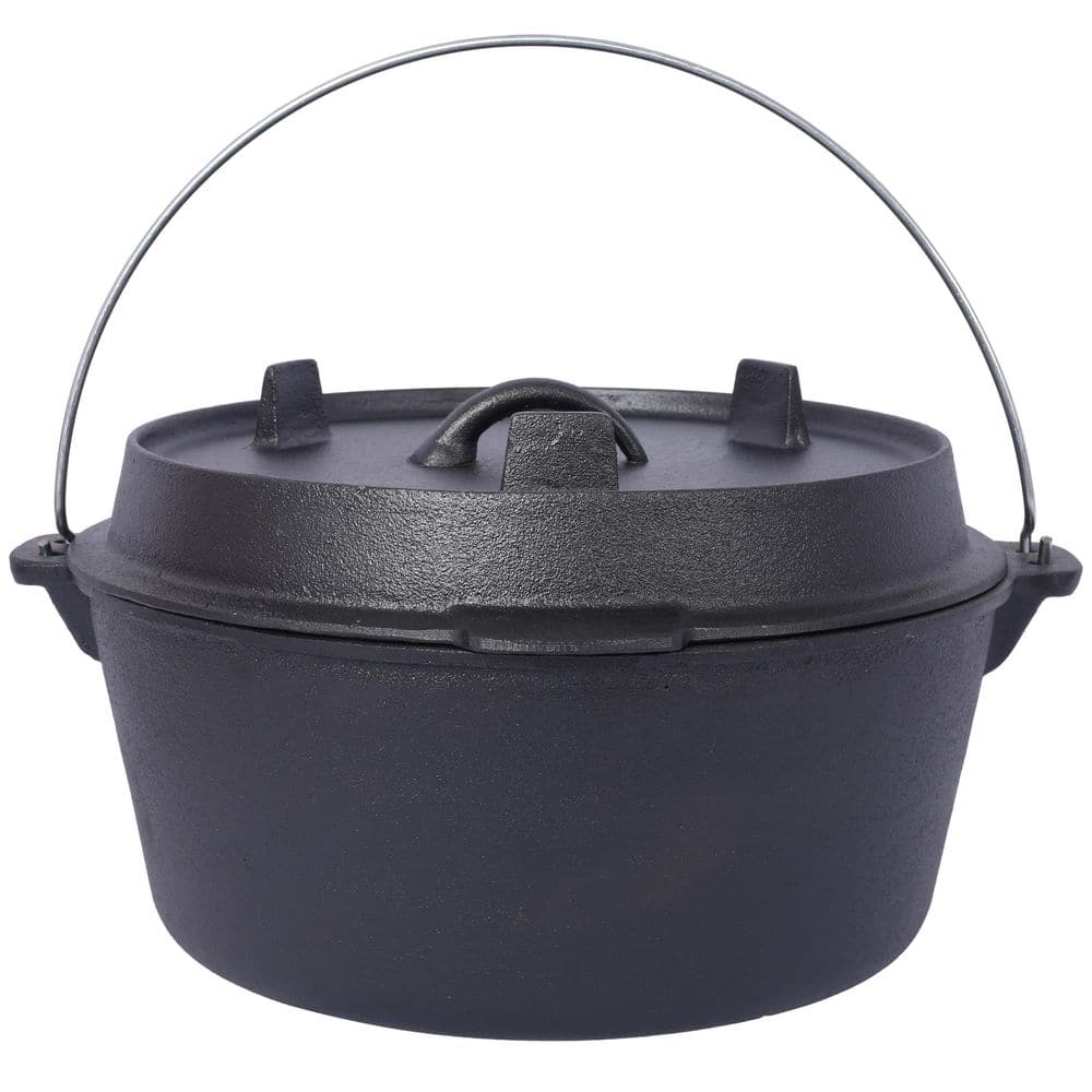 8 qt. Pre-Seasoned Dutch Oven with Skillet Lid-Campfire Cooking Pot for ...