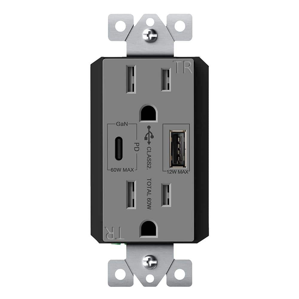 TOPGREENER 15 Amp Duplex Receptacle, 60-Watt Power Delivery USB Outlet ...