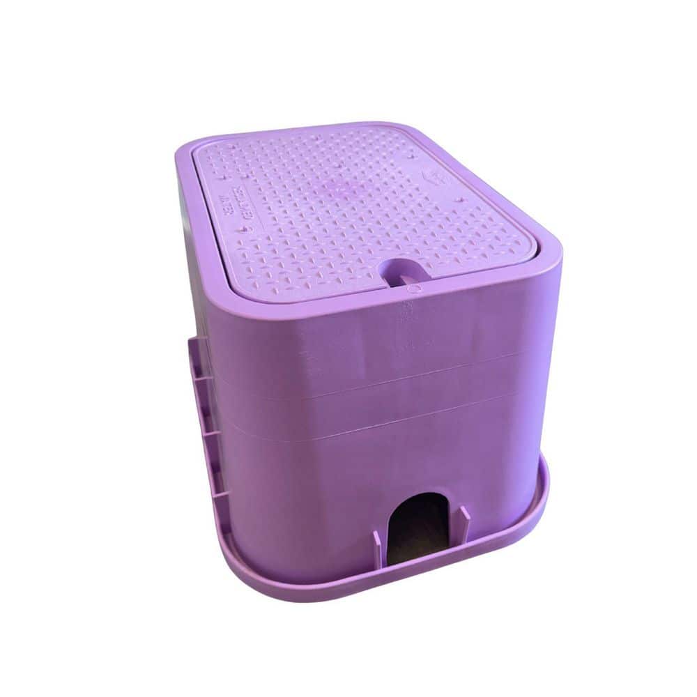 Vigoro 14 in. x 19 in. Rectangular Irrigation Valve Box and Lid, Purple ...