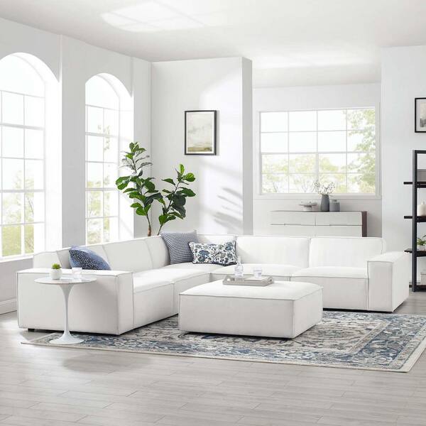 MODWAY Restore 122.50 in. Square 6-Piece Fabric Rectangle Sectional ...