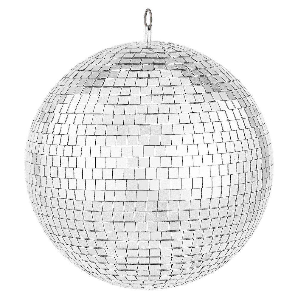 OGETFUUR 12 in. Silver Mirror Disco Ball with Hanging Ring for Party ...