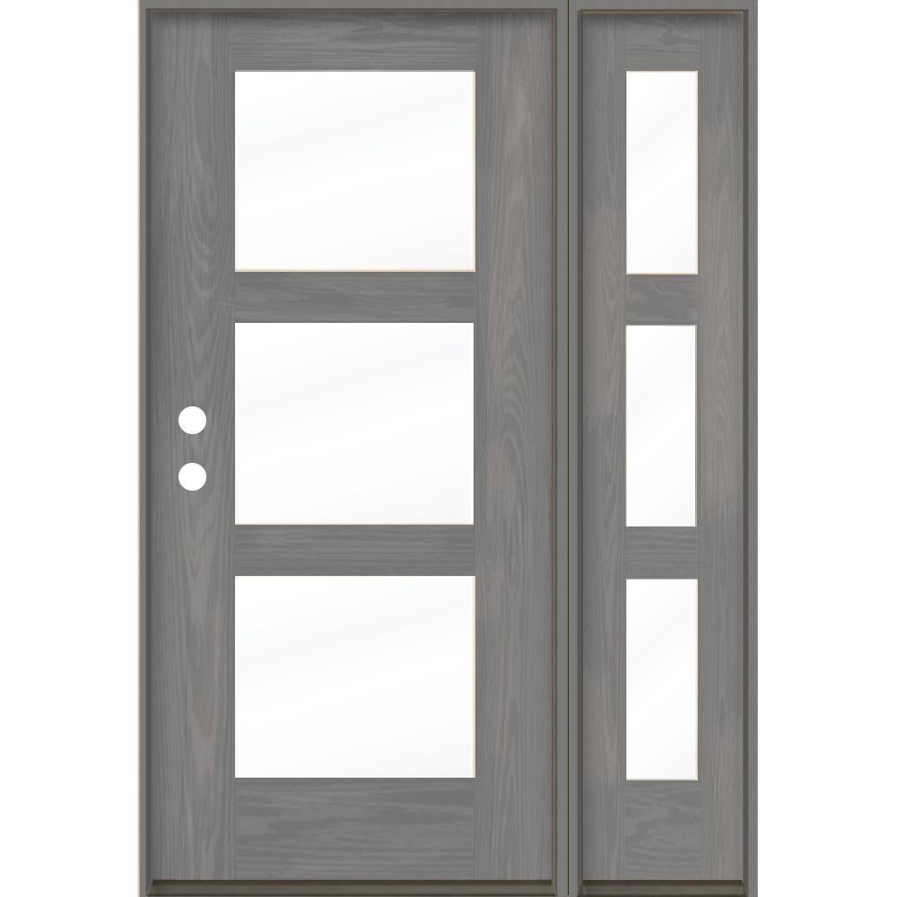 Krosswood Doors Modern 50 in. x 79 in. 3-Lite Right-Hand/Inswing Clear ...