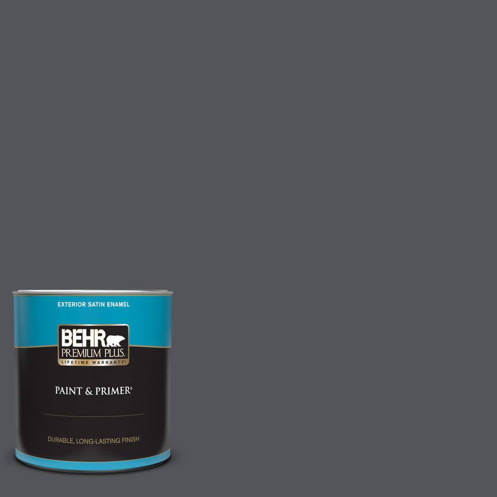 BEHR PREMIUM PLUS 1 qt. #N510-6 Orion Gray Satin Enamel Exterior Paint ...