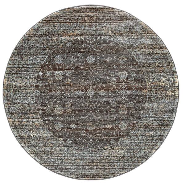Seriate Light Brown 5 ft. Round Traditional Vintage Area Rug 500/3004 ...