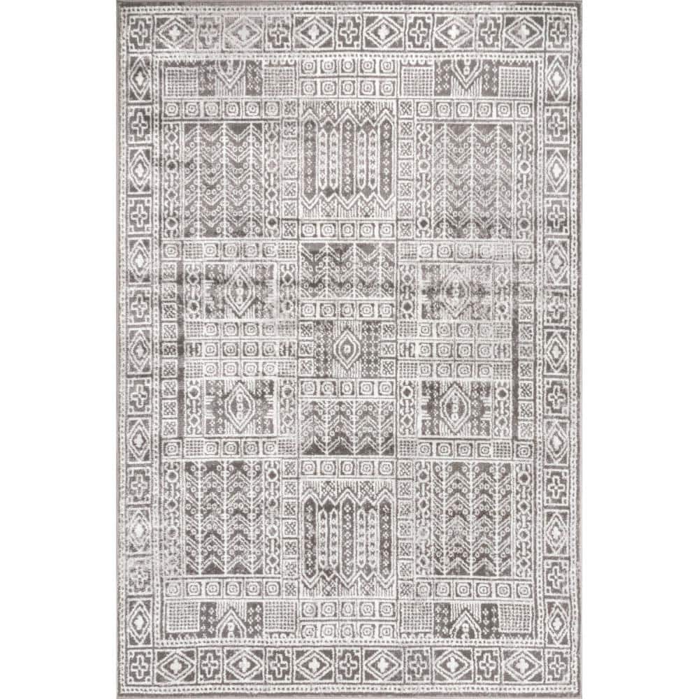 nuLOOM Irene Grey 3 ft. x 5 ft. Tribal Panel Accent Area Rug LPBL14A ...