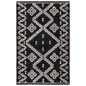 SAFAVIEH Abstract Black/Ivory 6 ft. x 6 ft. Tribal Chevron Square Area ...