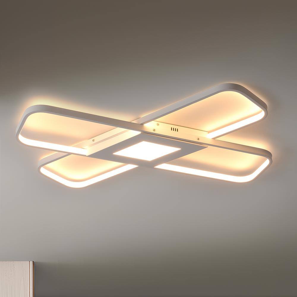 TOZING 25 in. Modern Rectangle White Dimmable Integrated LED Novel ...