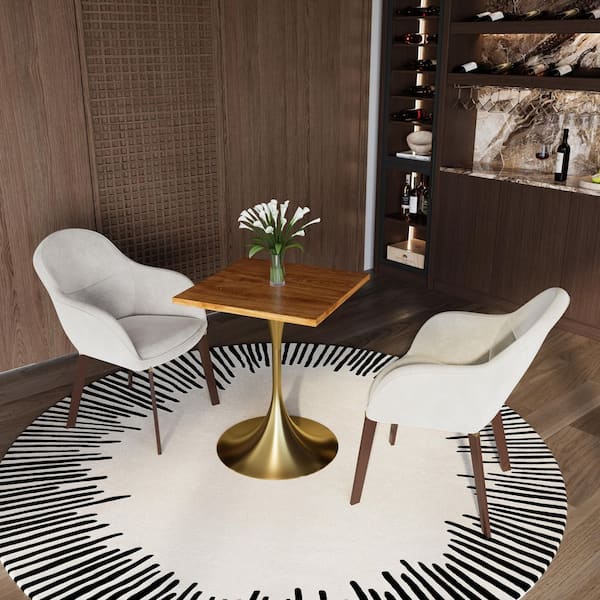 Leisuremod Verve 24 in. Wide Square Dining Table MDF Wood Tabletop and ...