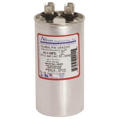 AMRAD ENGINEERING Round USA Made Motor Run Capacitor, 40 MFD, 370/440 ...